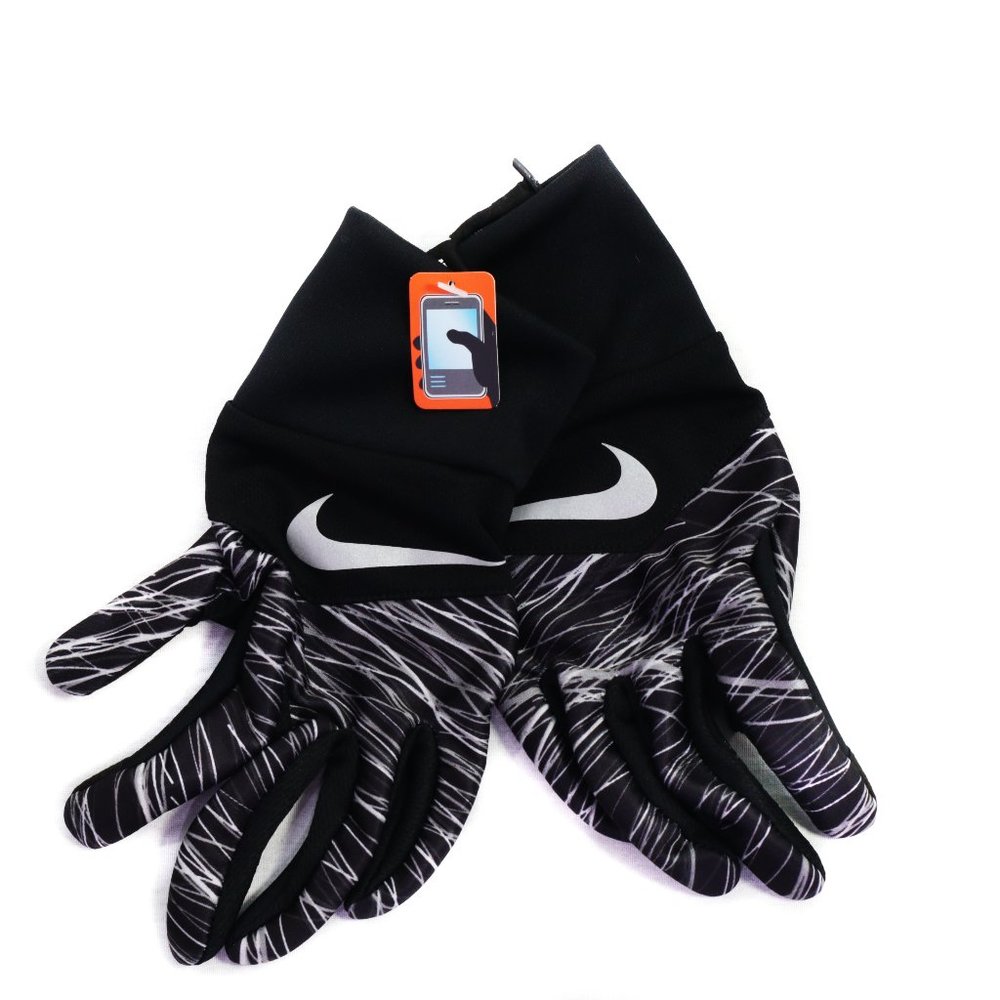 Nike Black Grey Dri Fit Tempo Running Gloves - Gem